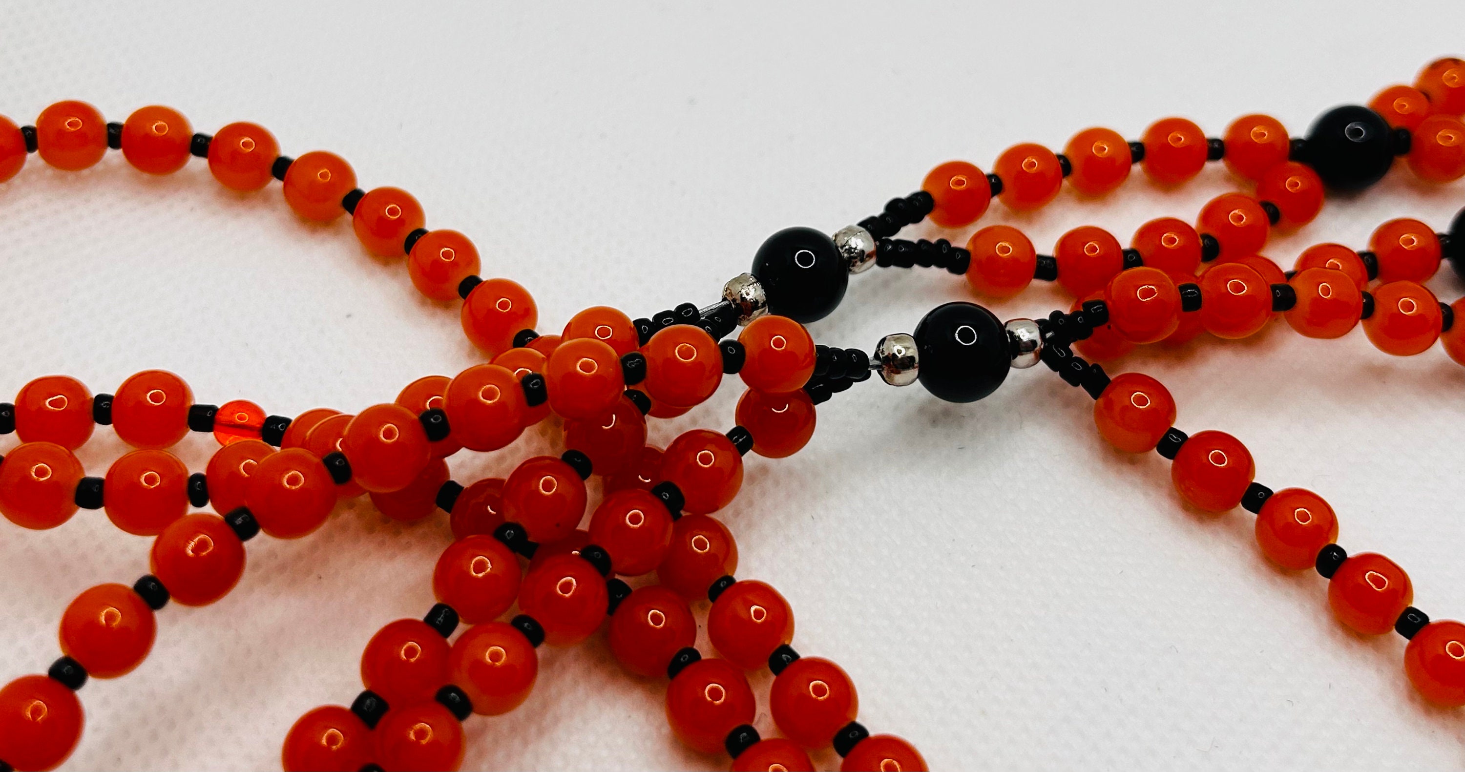 Orange/black Prayer Beads Juzu, Nichiren, Buddhist, Gongyo, Chanting ...