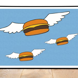 Bobs Burgers Movie Poster, Flying Burgers, Funny Home Decor, Bobs Burgers Art, TV Show Poster ...