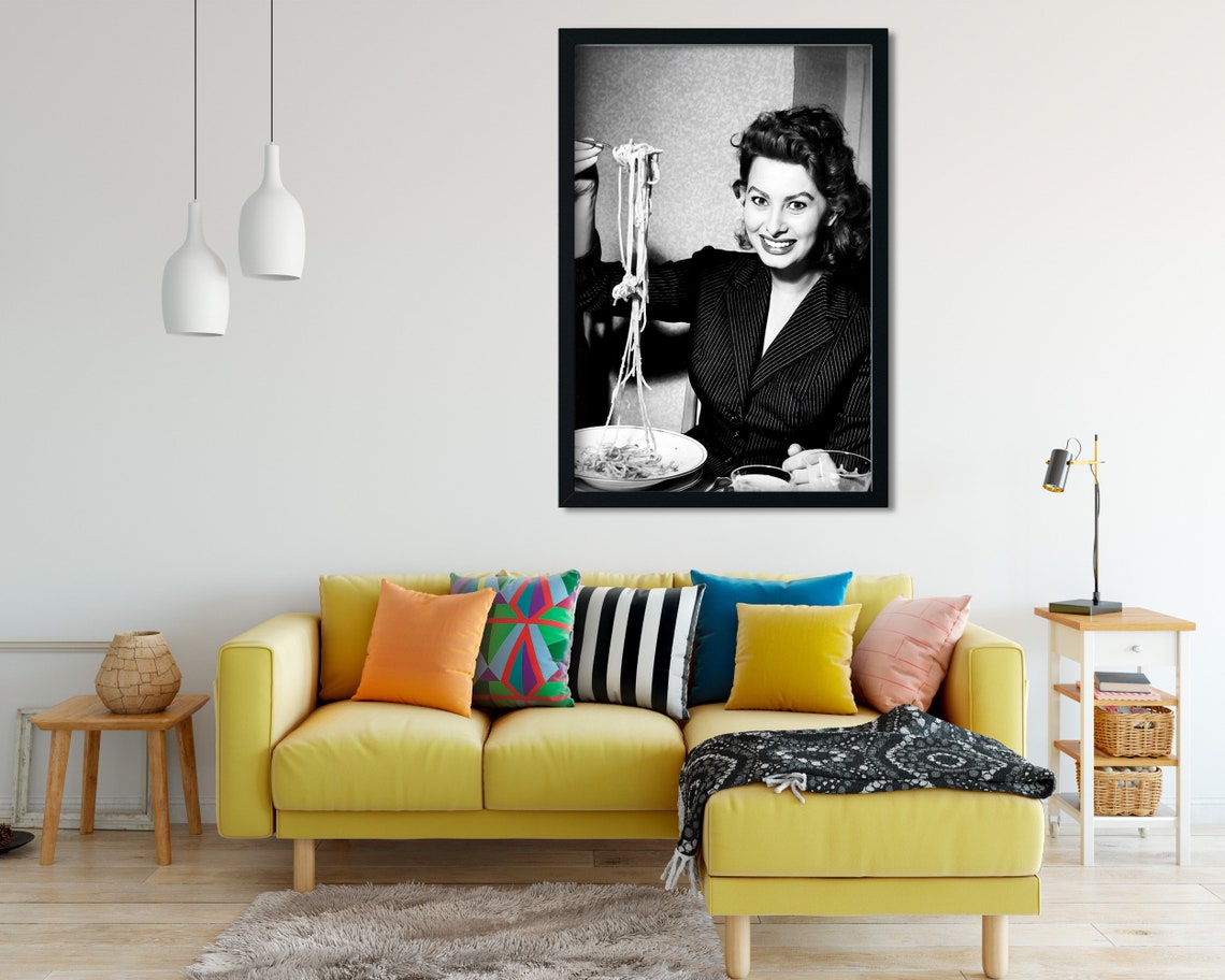 Sophia Loren Eating Spaghetti Poster Black and White Vintage - Etsy