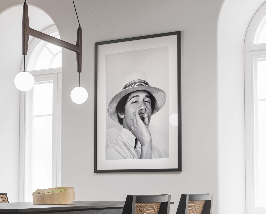 Young Barack Obama Smoking Cigarette Poster, Black and White Wall Art ...