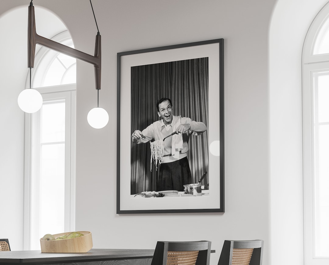 Frank Sinatra Eating Spaghetti Poster, Black and White, Vintage ...