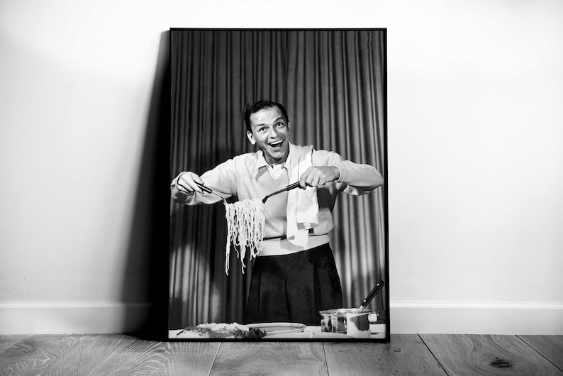 Frank Sinatra Spaghetti Poster, Vintage Black and White Photography ...