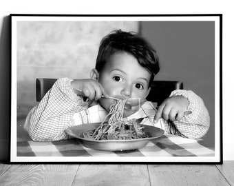 Women Eating Spaghetti Poster Vintage Kitchen Print Black - Etsy