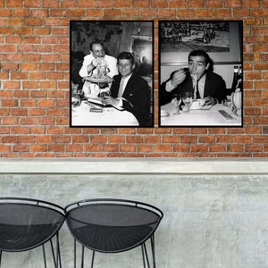 John F Kennedy Eating Spaghetti Poster, Black and White, Vintage Print ...