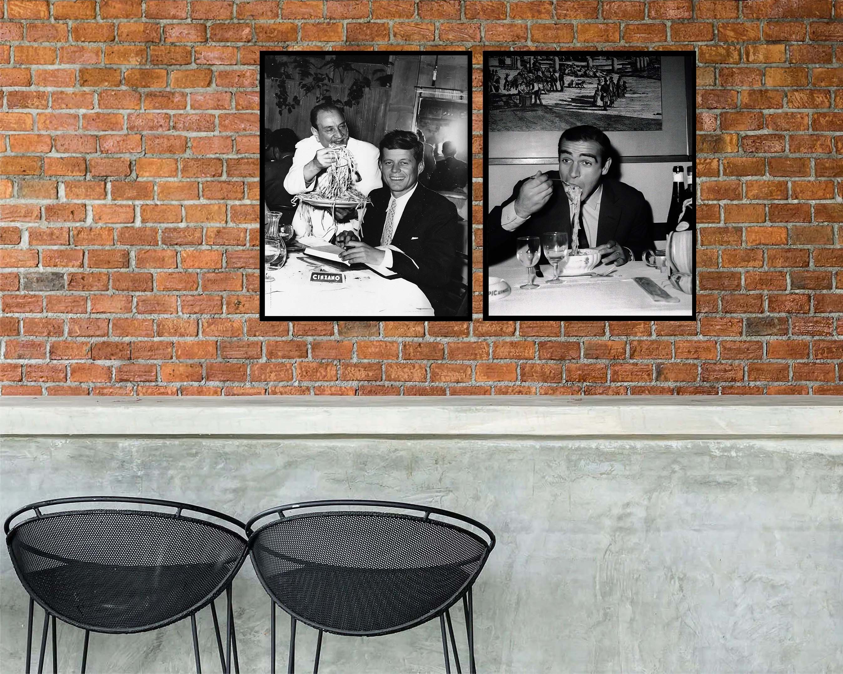 JFK Eating Spaghetti, Black and White Vintage Photo Print (digital ...