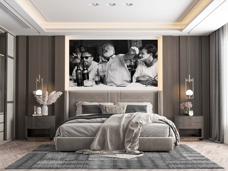 Ernest Hemingway Drinking Alcohol in Bar Poster, Black and White ...