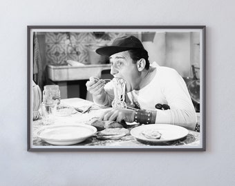 Girls Eating Spaghetti Pasta Raft Vintage Photo Print Kitchen Wall ...