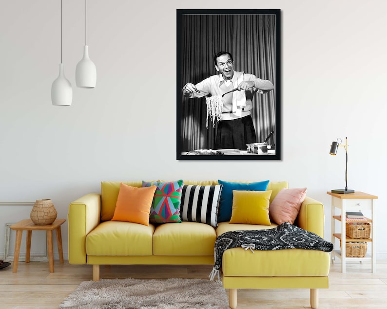 Frank Sinatra Spaghetti Poster, Vintage Black and White Photography ...