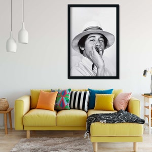 Young Barack Obama Smoking Cigarette Poster, Black and White Wall Art ...