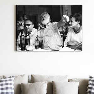 Ernest Hemingway Drinking Alcohol in Bar Poster, Black and White ...