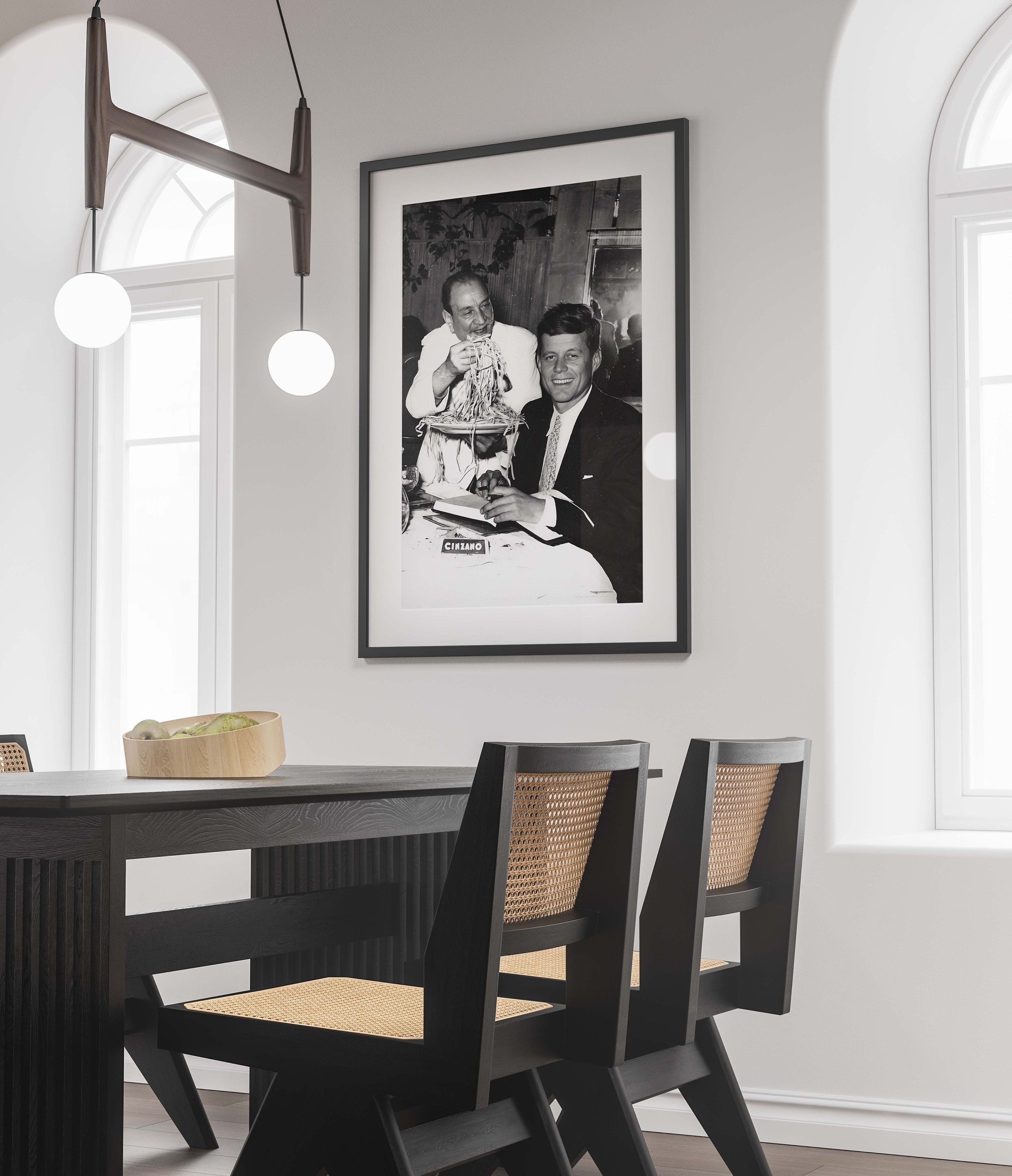 JFK Eating Spaghetti, Black and White Vintage Photo Print (digital ...