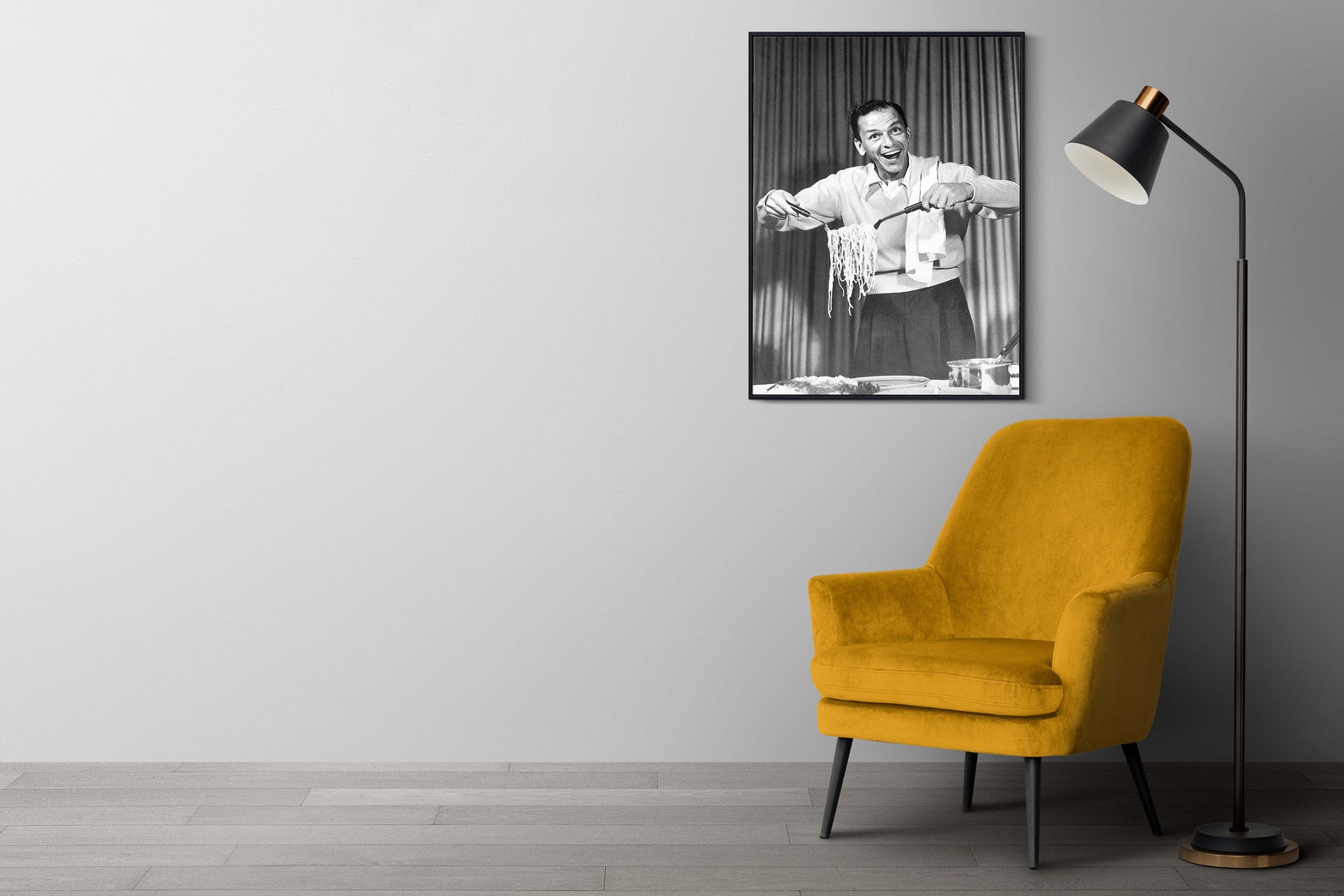 Frank Sinatra Spaghetti Poster, Vintage Black and White Photography ...