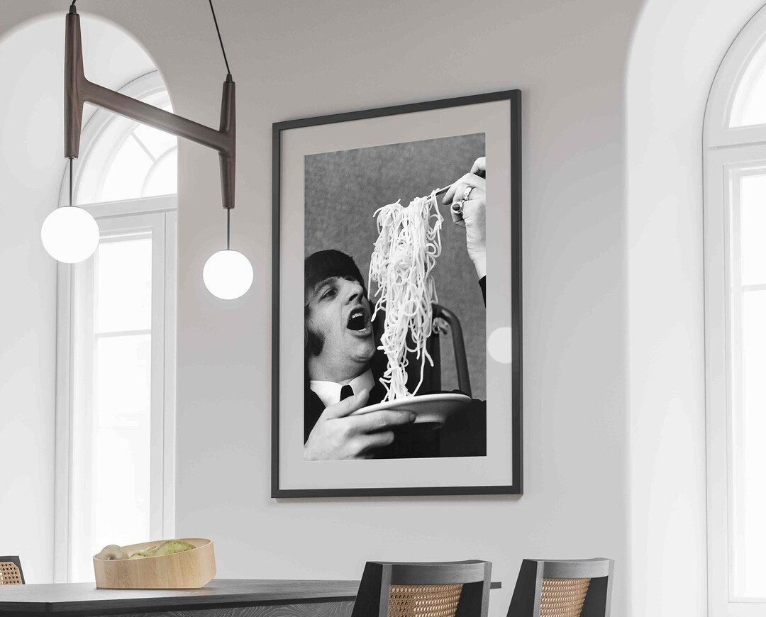 Ringo Starr Eating Spaghetti Print, Black and White, Vintage ...
