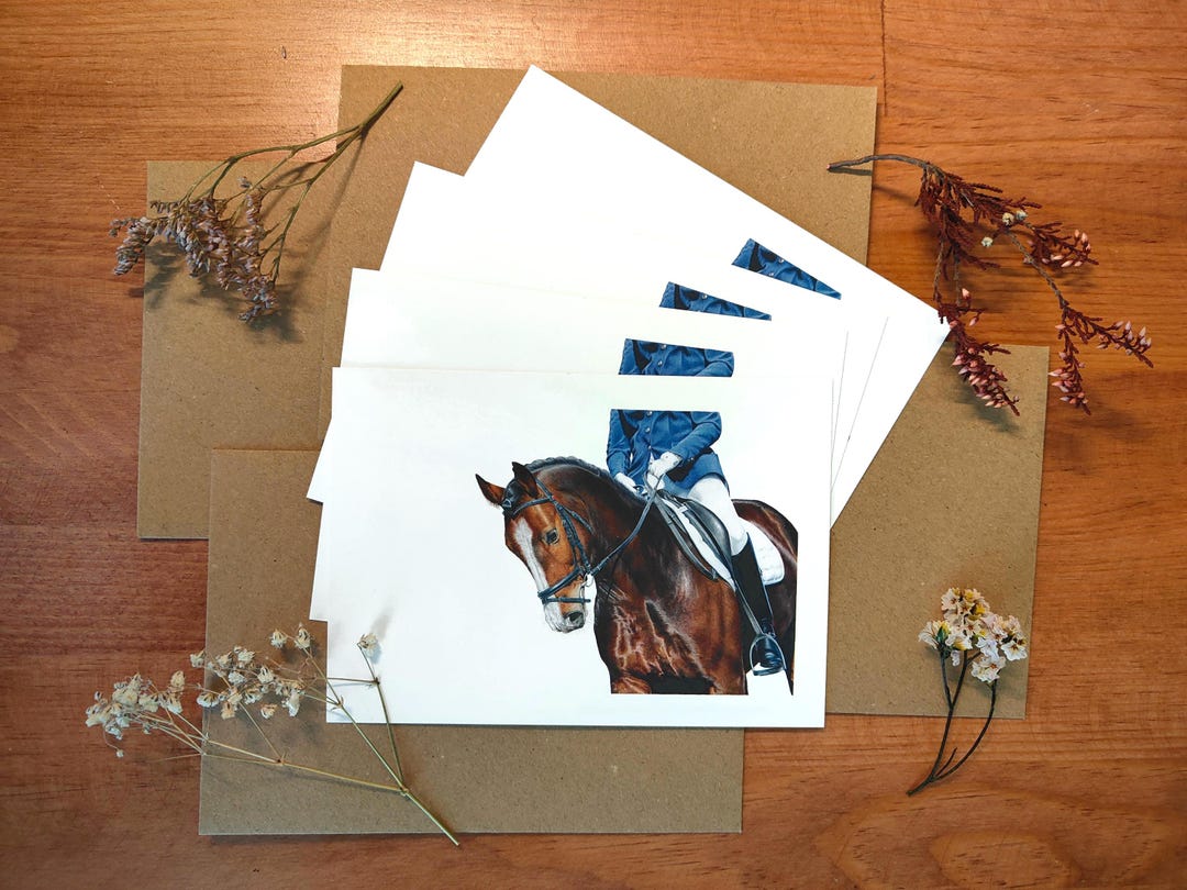 Horse Postcards Set, Equestrian Note Cards Pack, Realistic Horse Riding ...
