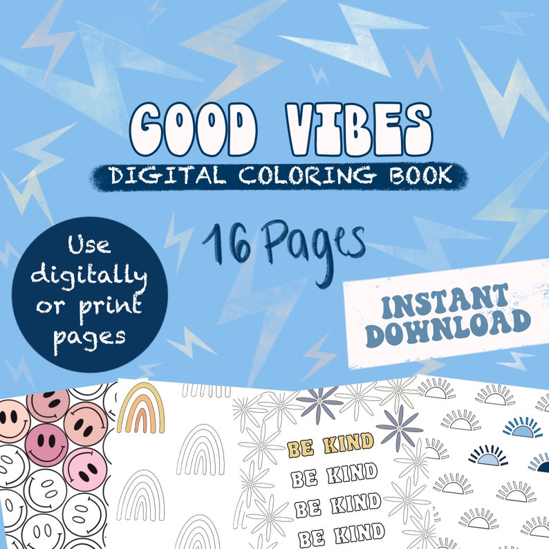 Coloring Book Pages - Good Vibes - Etsy