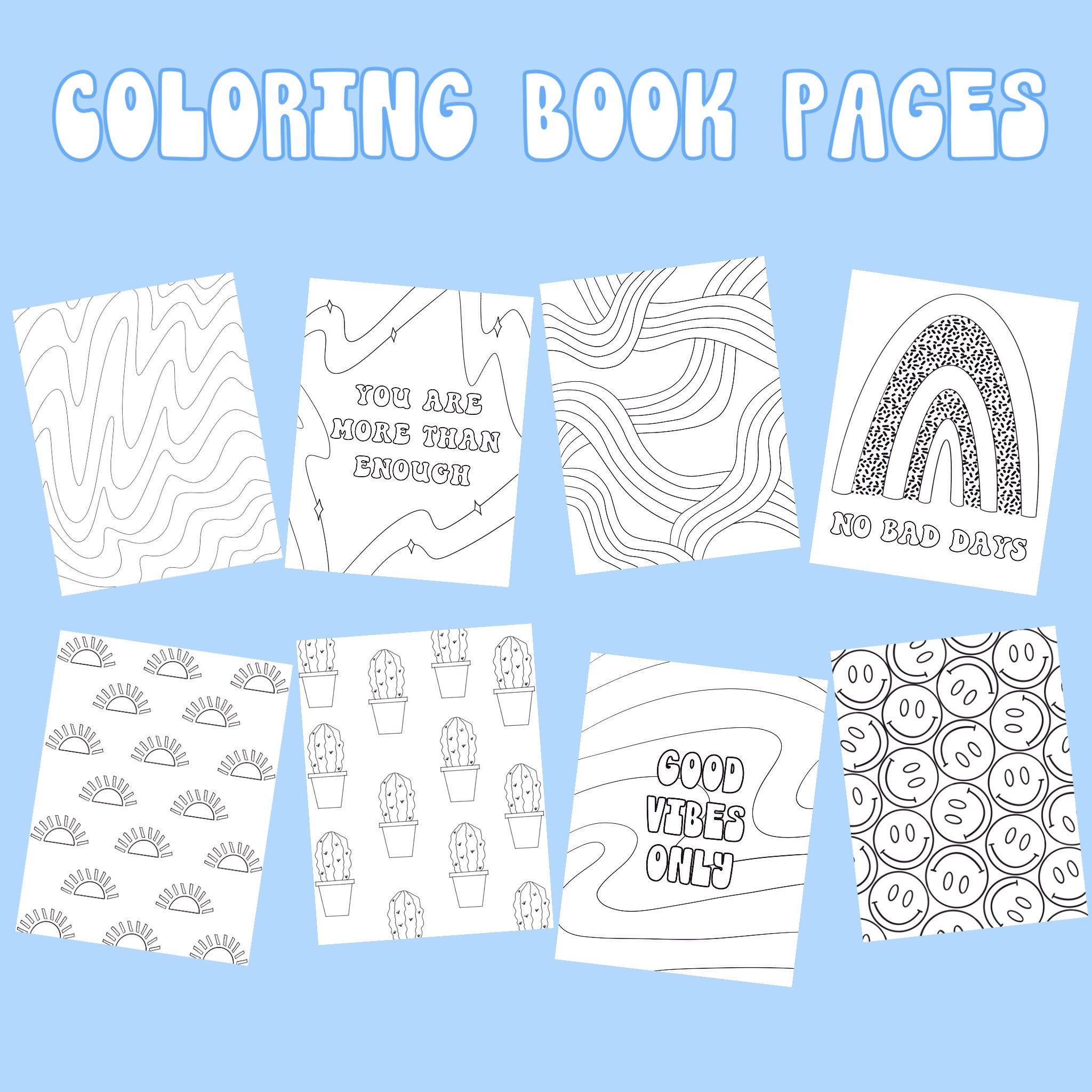 Coloring Book Pages - Good Vibes - Etsy
