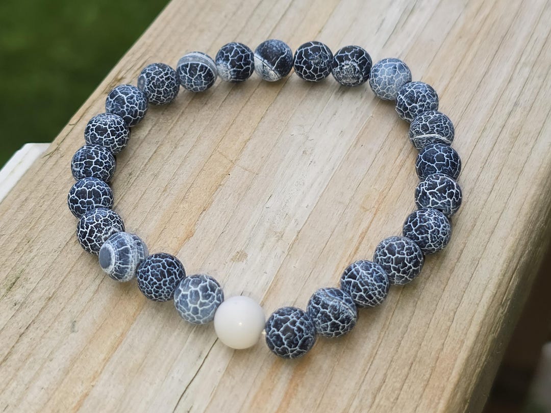 Blue Marble Lava Stone Calming Bracelet. Grounding Stone. Strengthens ...