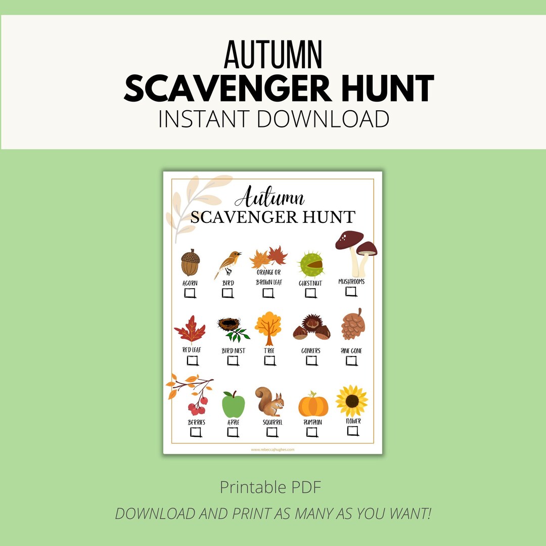 Printable Autumn Fall Scavenger Hunt, Fall Nature Study Unit ...