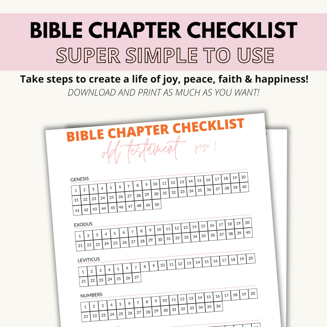 Bible Chapter Checklist Printable, Bible Journaling, Bible Tracker ...