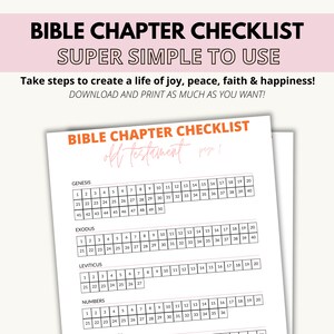 Bible Chapter Checklist Printable, Bible Journaling, Bible Tracker ...