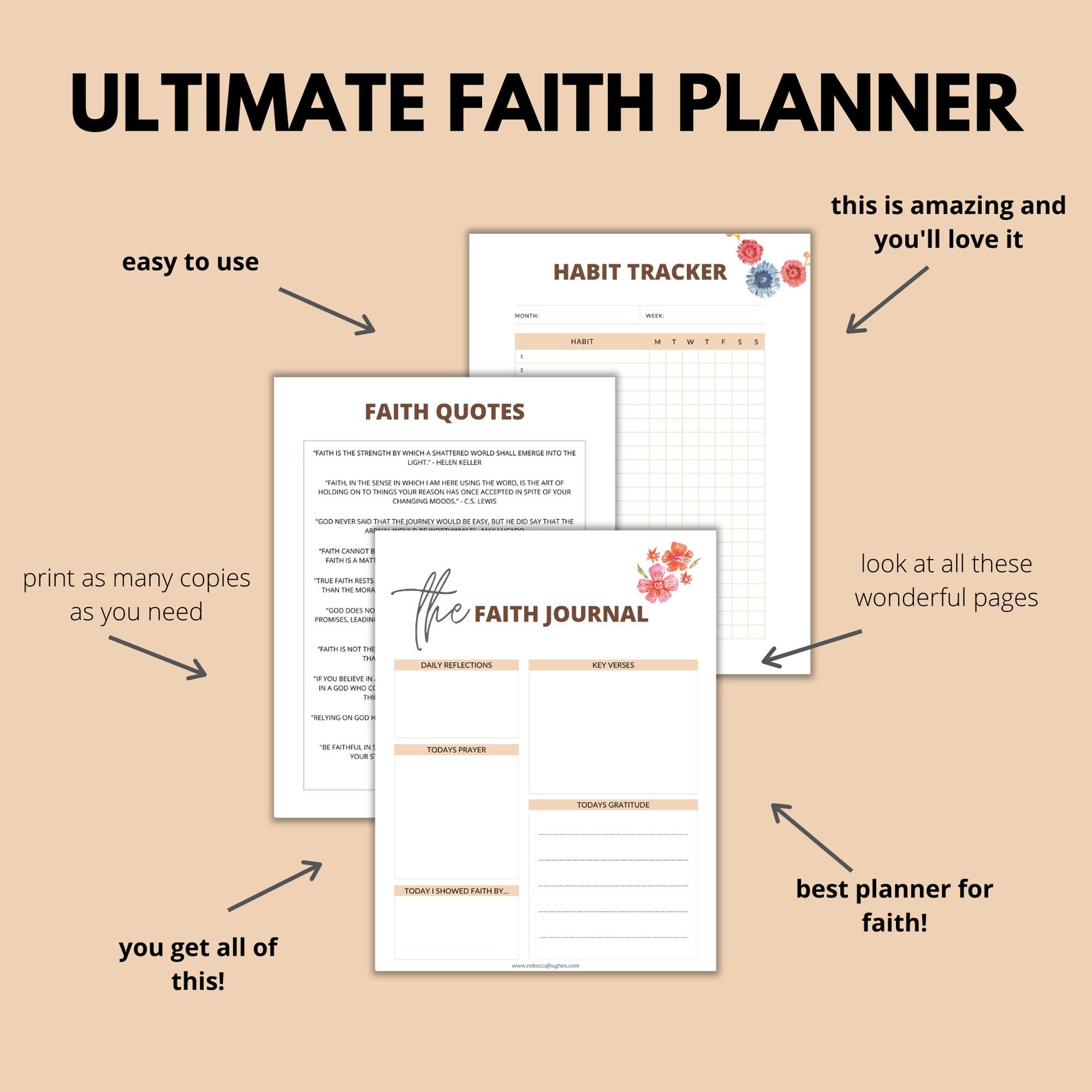 Ultimate Faith Planner Bundle, Printable Prayer Journal, Bible Reading ...