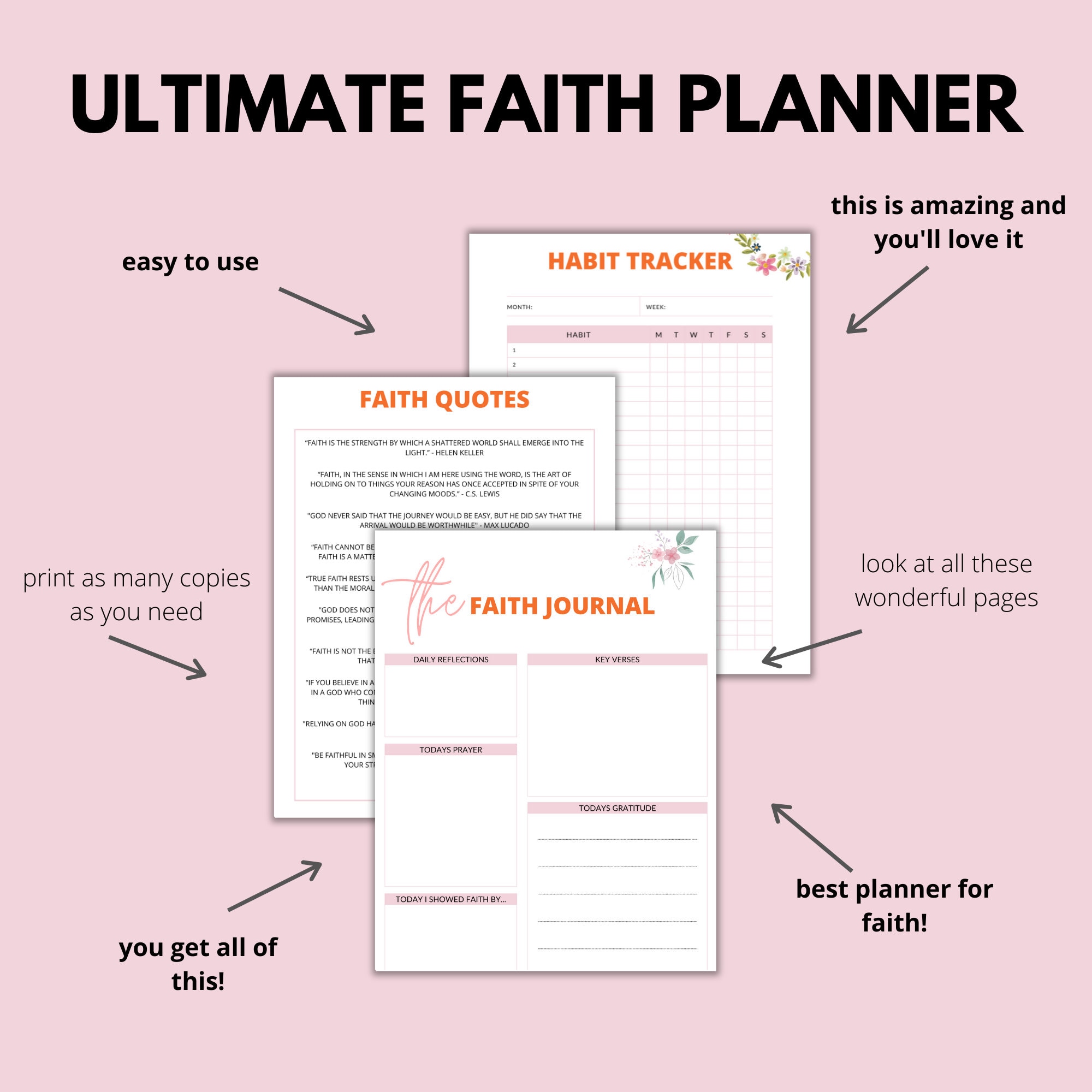 Ultimate Faith Planner Bundle, Printable Prayer Journal, Bible Reading ...