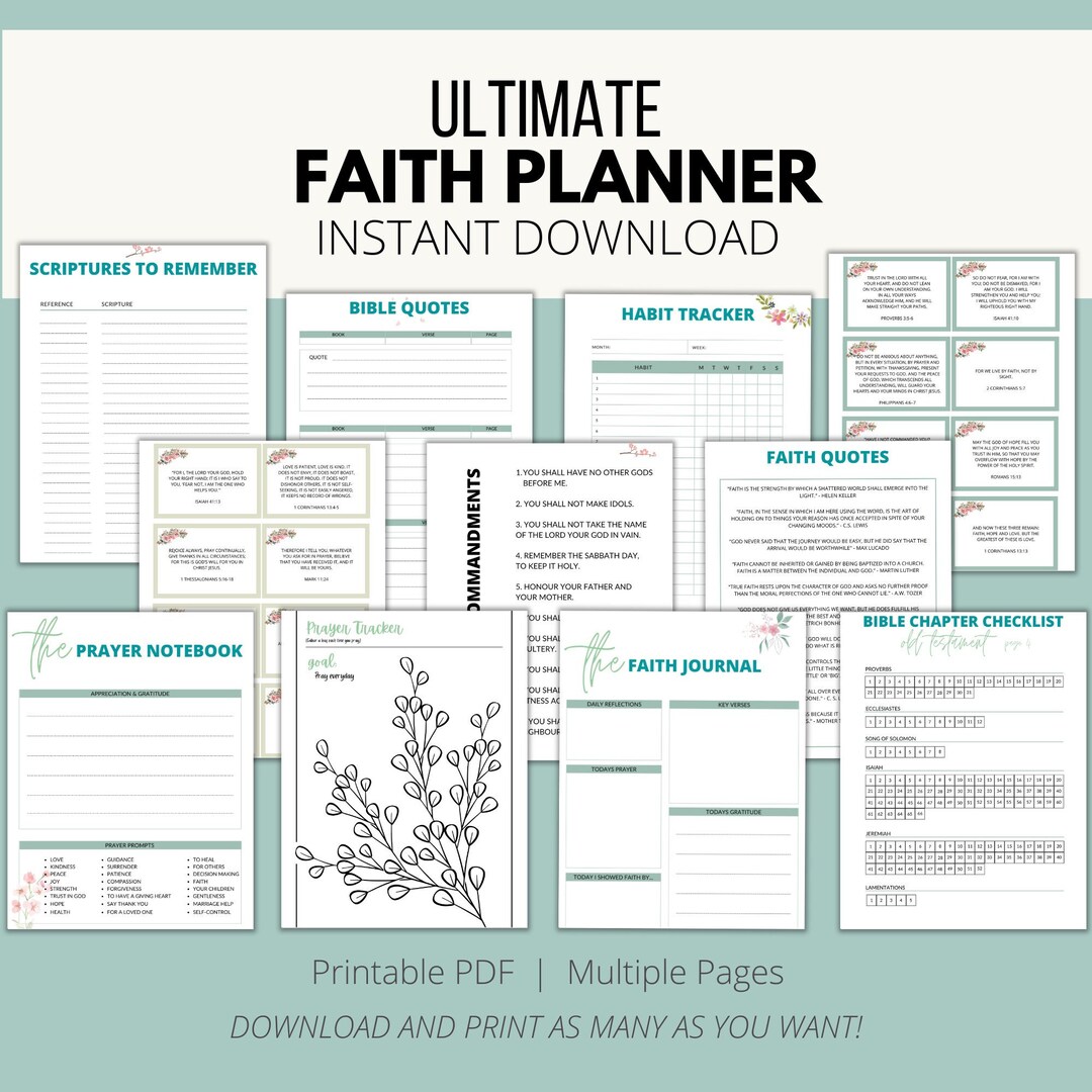 Ultimate Faith Planner Bundle, Printable Prayer Journal, Bible Reading ...