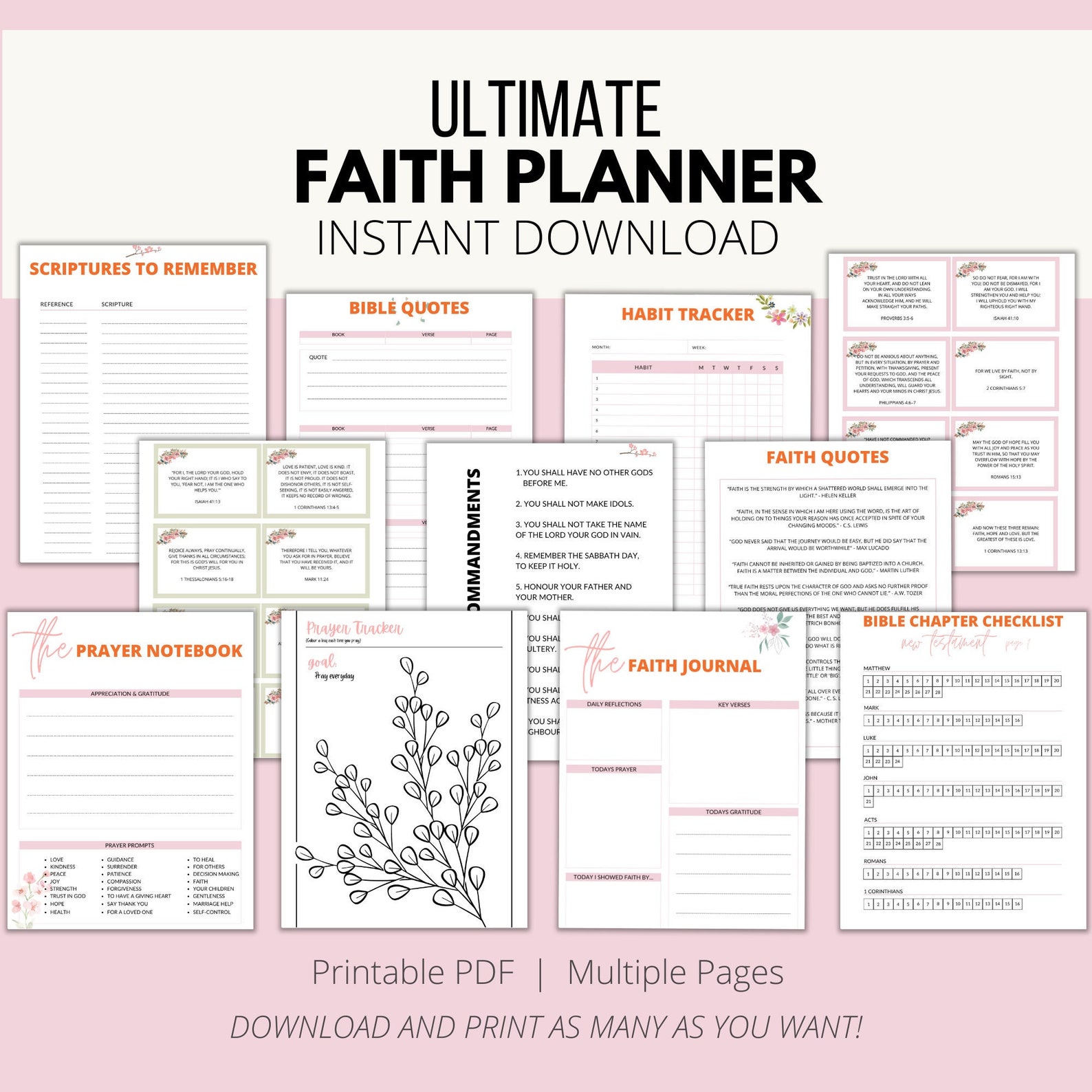 Ultimate Faith Planner Bundle, Printable Prayer Journal, Bible Reading ...