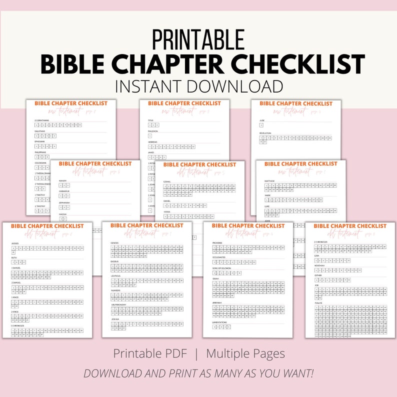 Bible Chapter Checklist Printable, Bible Journaling, Bible Tracker ...