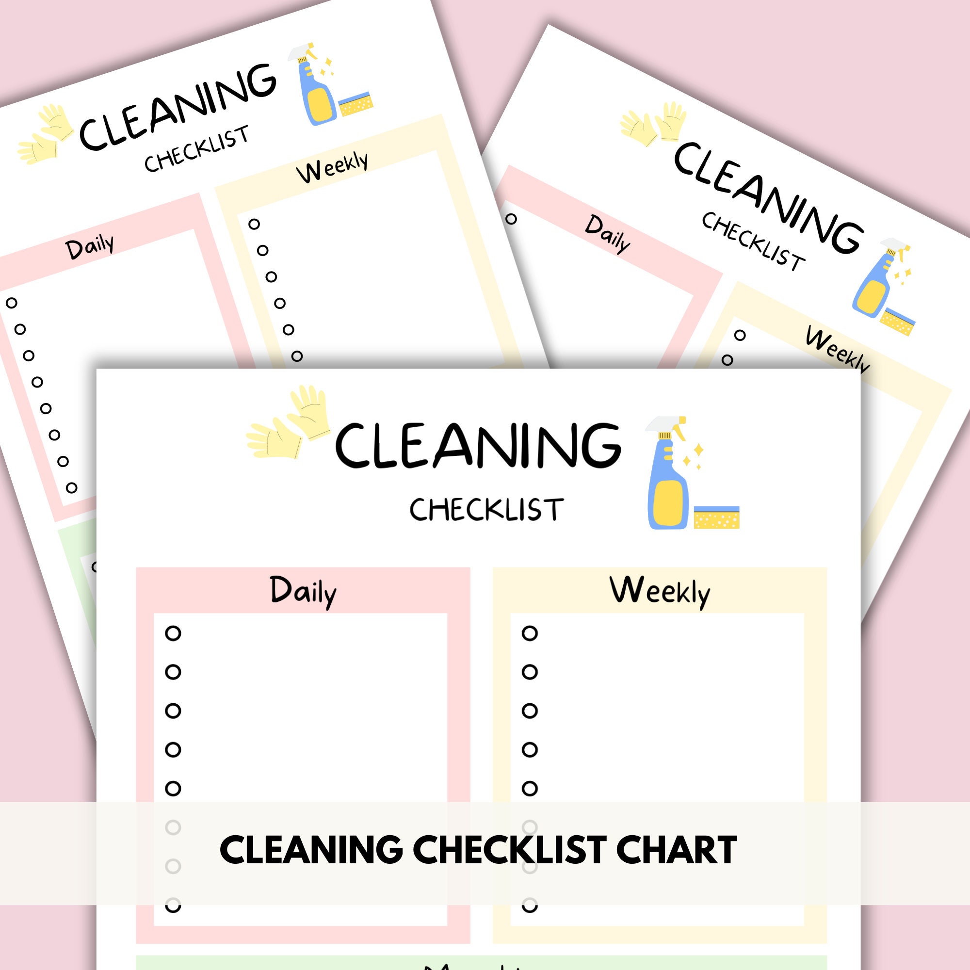 Printable Cleaning Checklist Chart, Household Family Planner, Cleaning ...