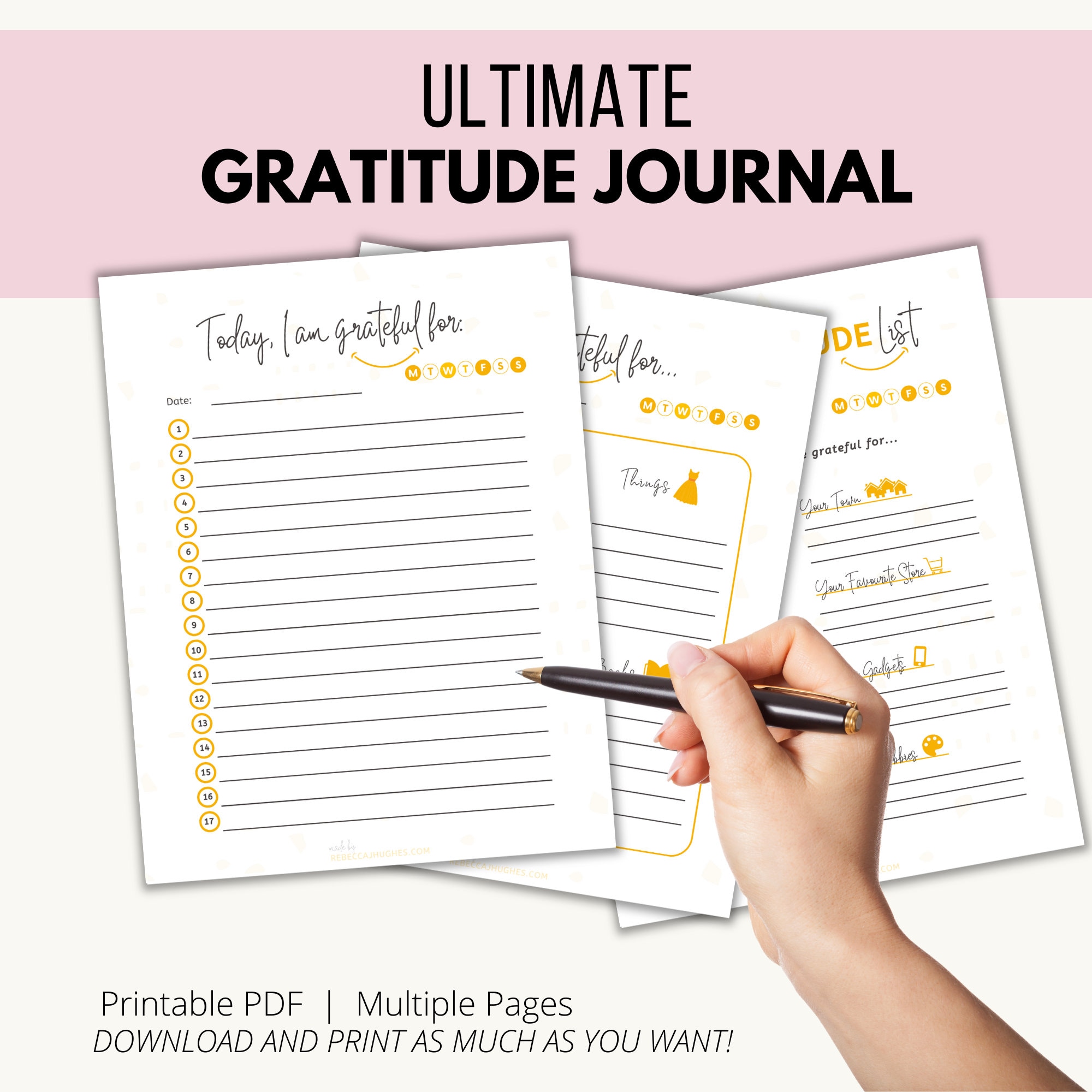 Gratitude Journal Printable Mindfulness Wellness Log - Etsy