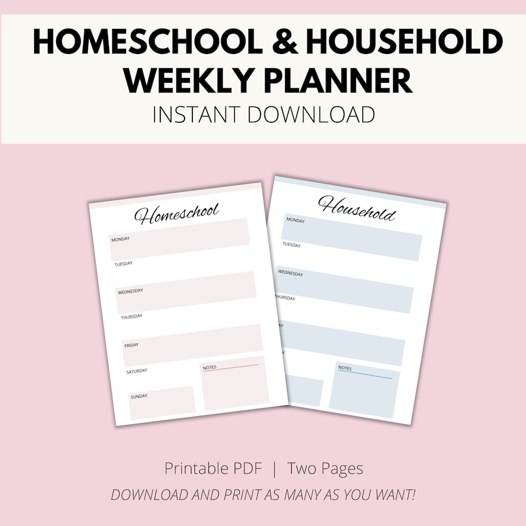 Homeschool Planner Printable, Daily Schedule, Daily Routine Schedule ...