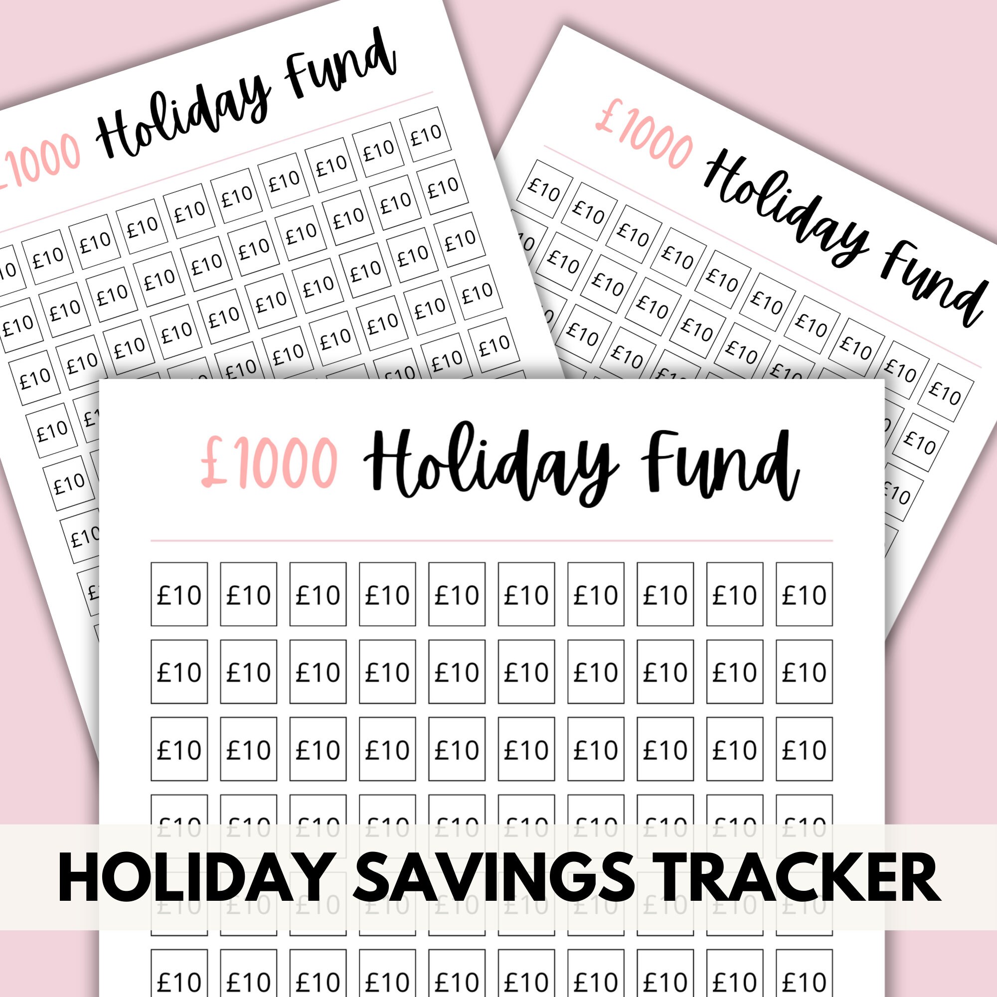 Printable Holiday Savings Tracker, 1000 Pound Savings, Vacation Savings ...