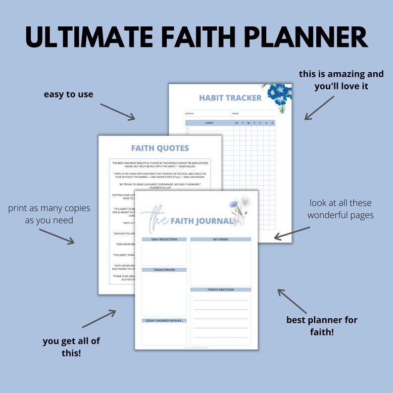 Ultimate Faith Planner Bundle, Printable Prayer Journal, Bible Reading ...
