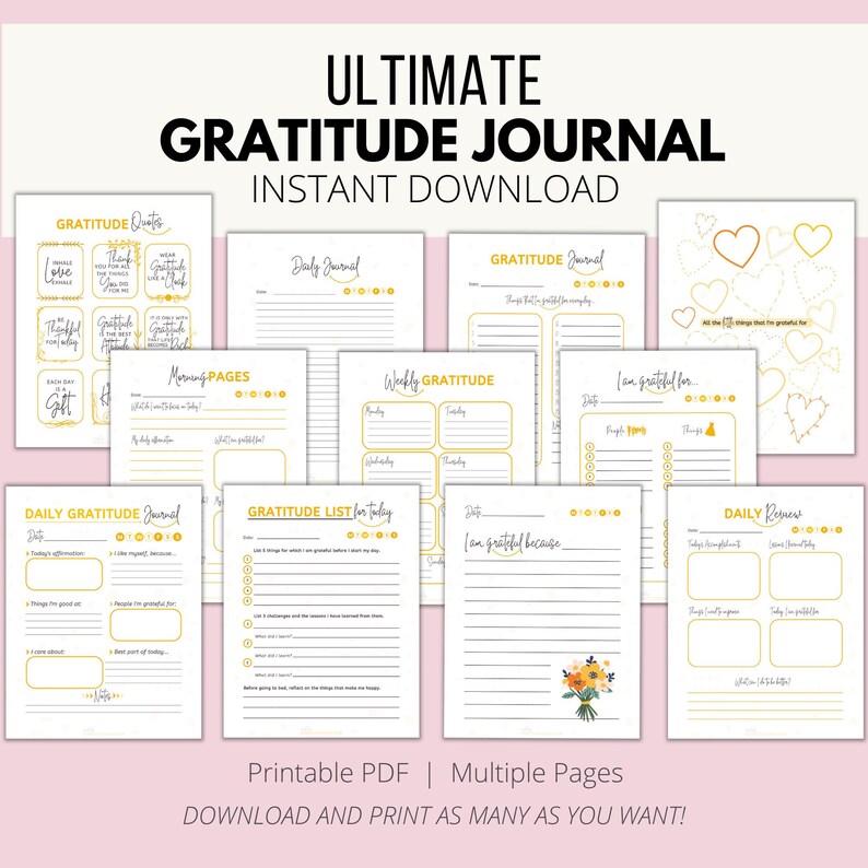 Gratitude Journal Printable Mindfulness Wellness Log - Etsy