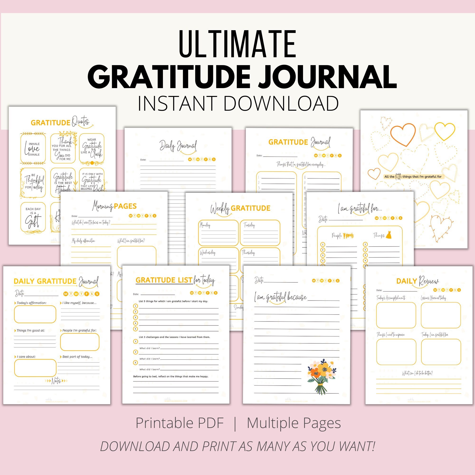 Gratitude Journal Printable, Mindfulness Wellness Log, Gratitude ...