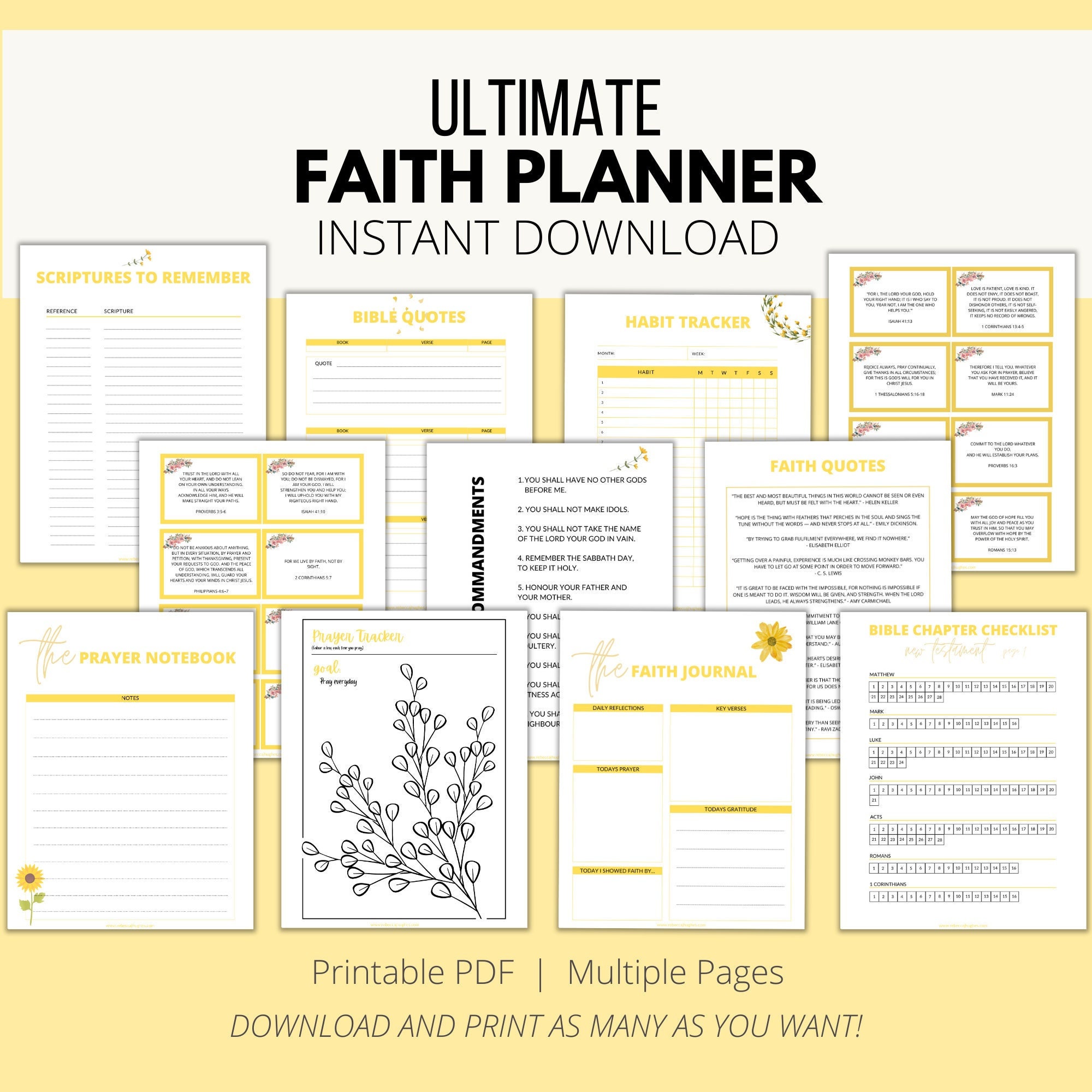 Ultimate Faith Planner Bundle, Printable Prayer Journal, Bible Reading ...