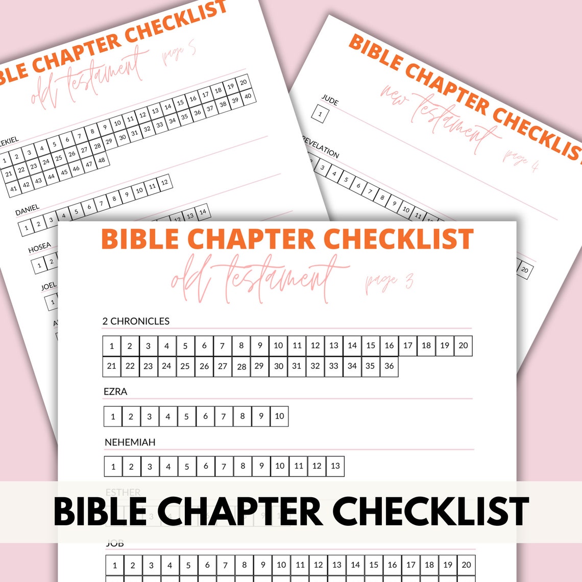 Bible Chapter Checklist Printable, Bible Journaling, Bible Tracker ...