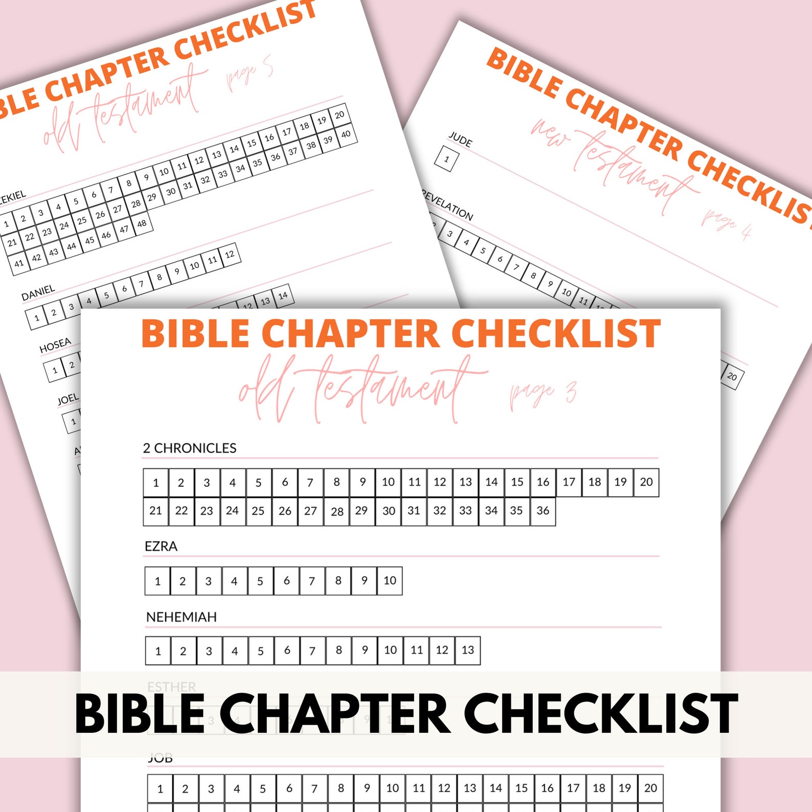 Bible Chapter Checklist Printable, Bible Journaling, Bible Tracker ...