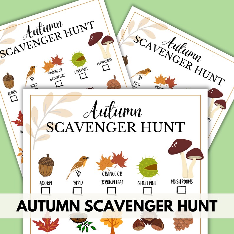 Printable Autumn Fall Scavenger Hunt, Fall Nature Study Unit ...