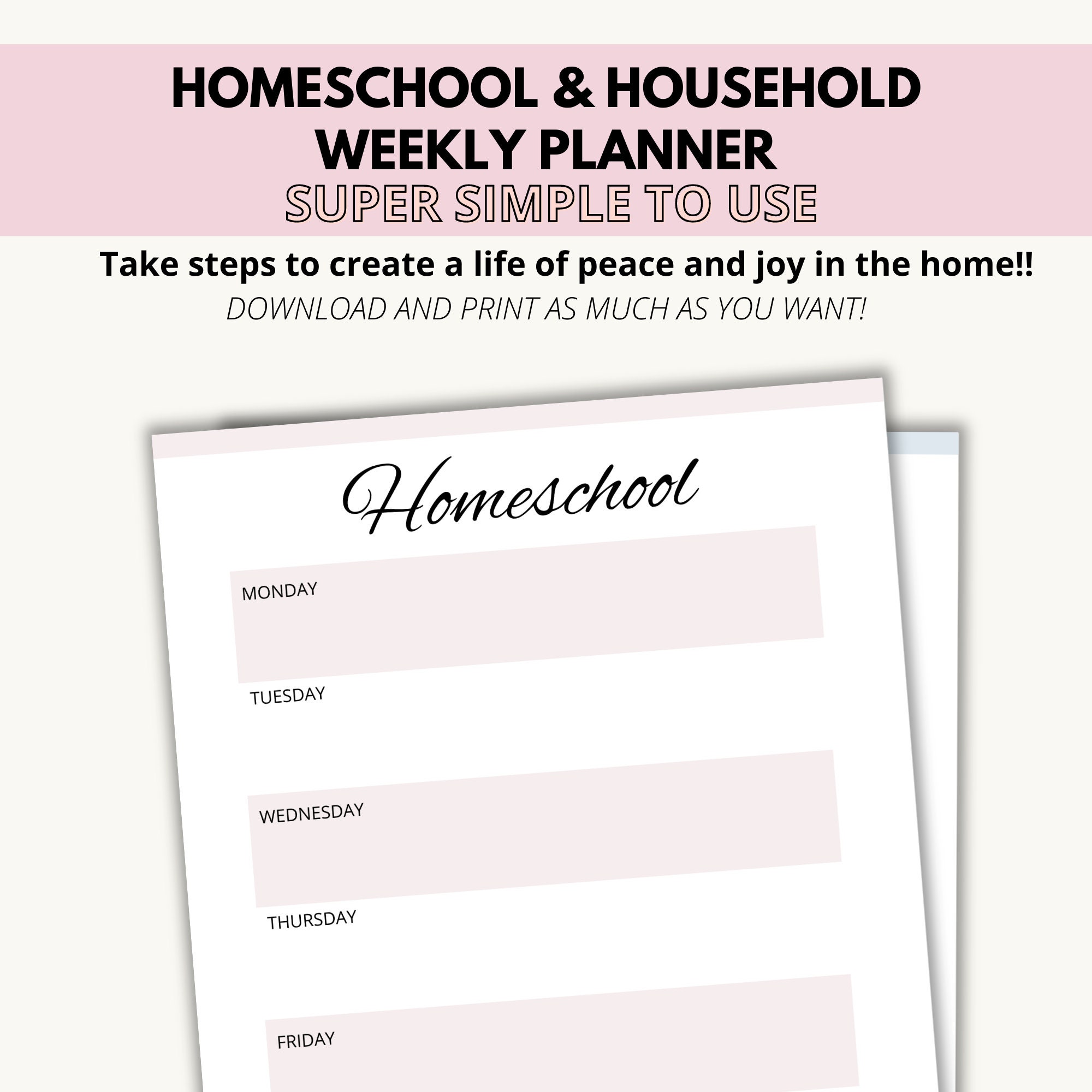 Homeschool Planner Printable, Daily Schedule, Daily Routine Schedule ...