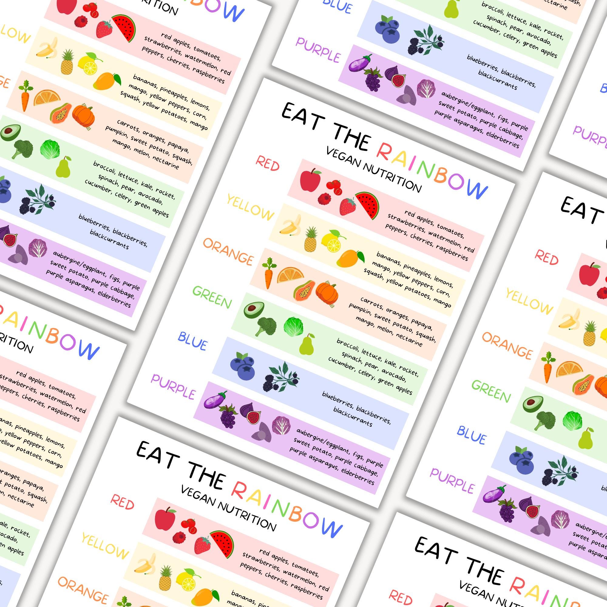 Eat the Rainbow Food Chart Printable, Eat the Rainbow Checklist, Kids ...