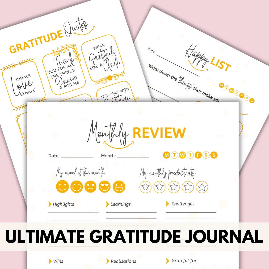 Gratitude Journal Printable Mindfulness Wellness Log - Etsy