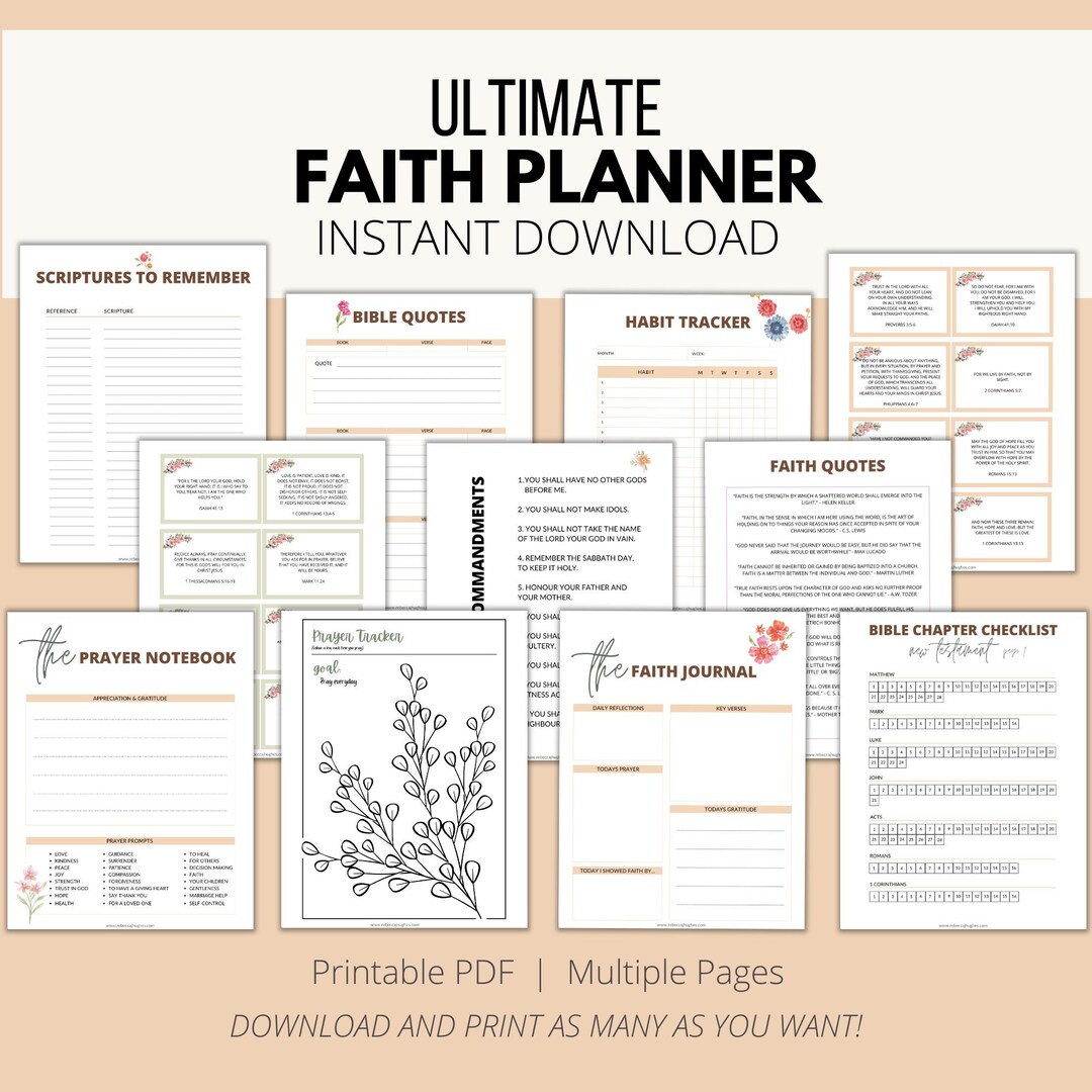 Ultimate Faith Planner Bundle, Printable Prayer Journal, Bible Reading ...
