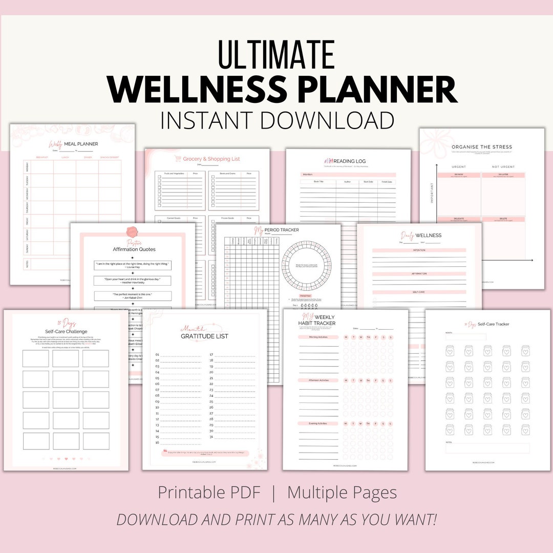 Ultimate Wellness Planner Bundle, Wellness Journal, Self-care Planner ...