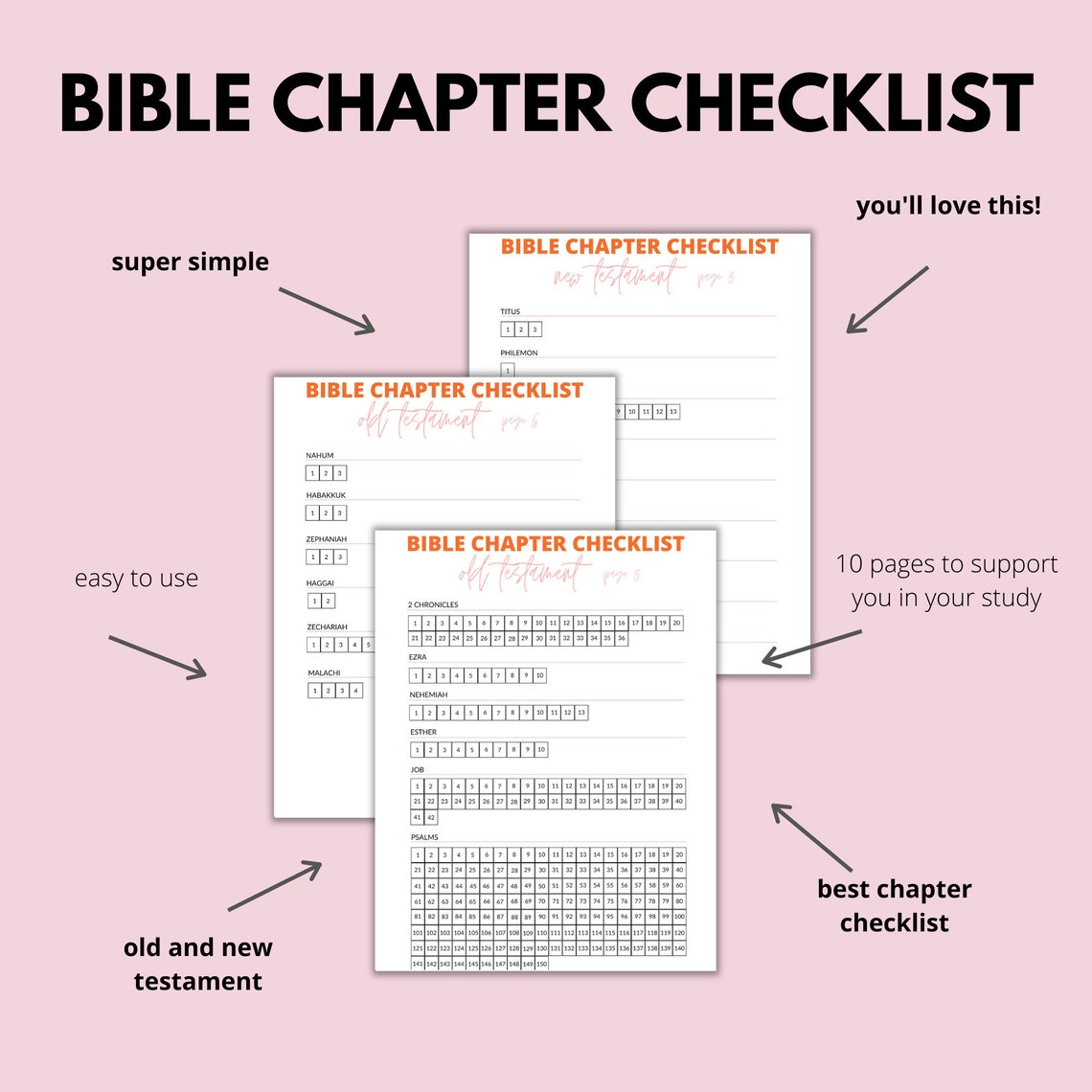 Bible Chapter Checklist Printable, Bible Journaling, Bible Tracker ...