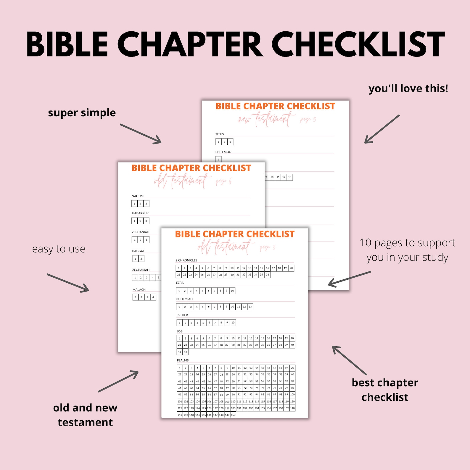 Bible Chapter Checklist Printable, Bible Journaling, Bible Tracker ...