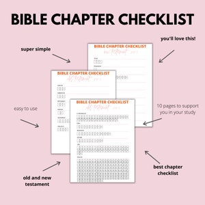 Bible Chapter Checklist Printable, Bible Journaling, Bible Tracker ...