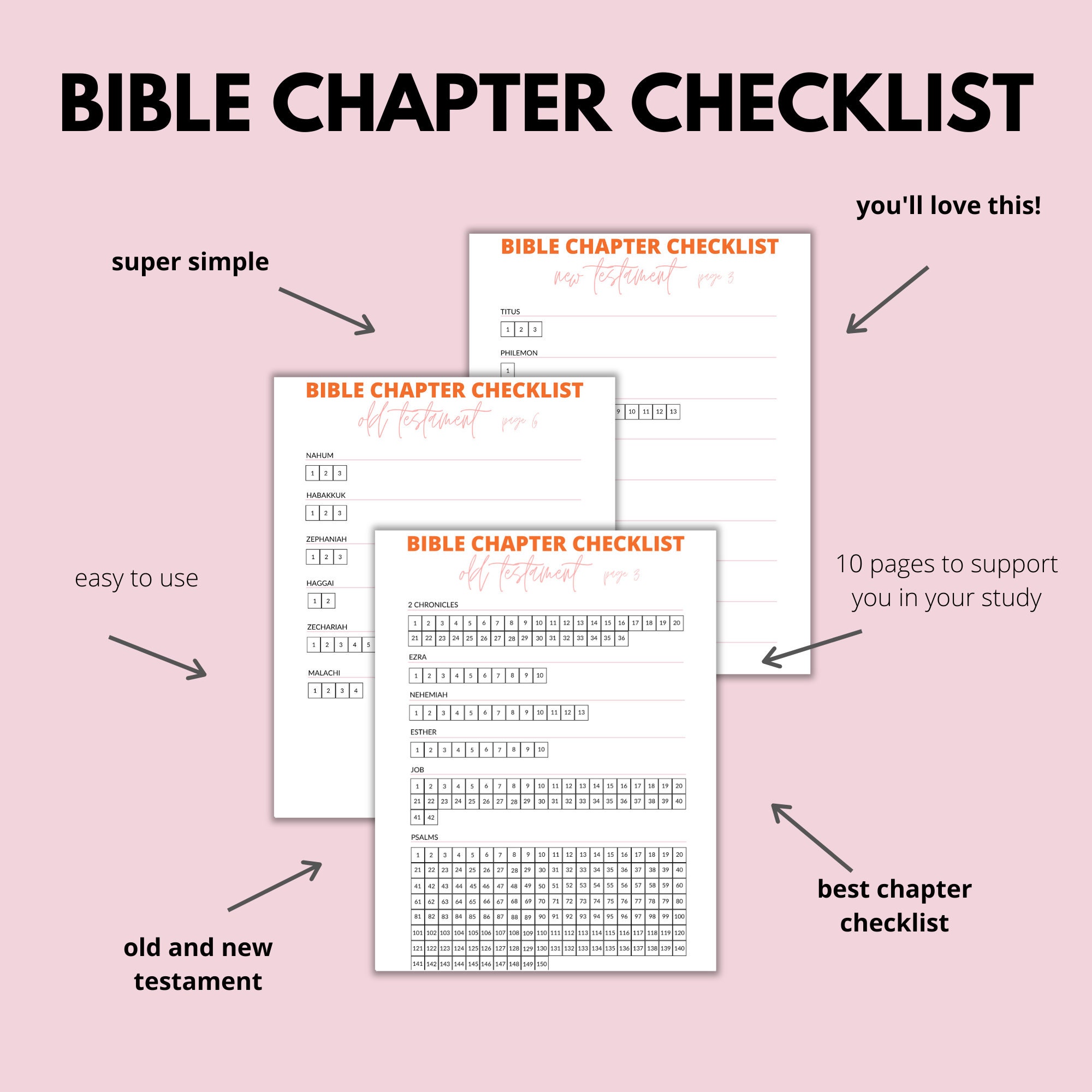 Bible Chapter Checklist Printable, Bible Journaling, Bible Tracker ...