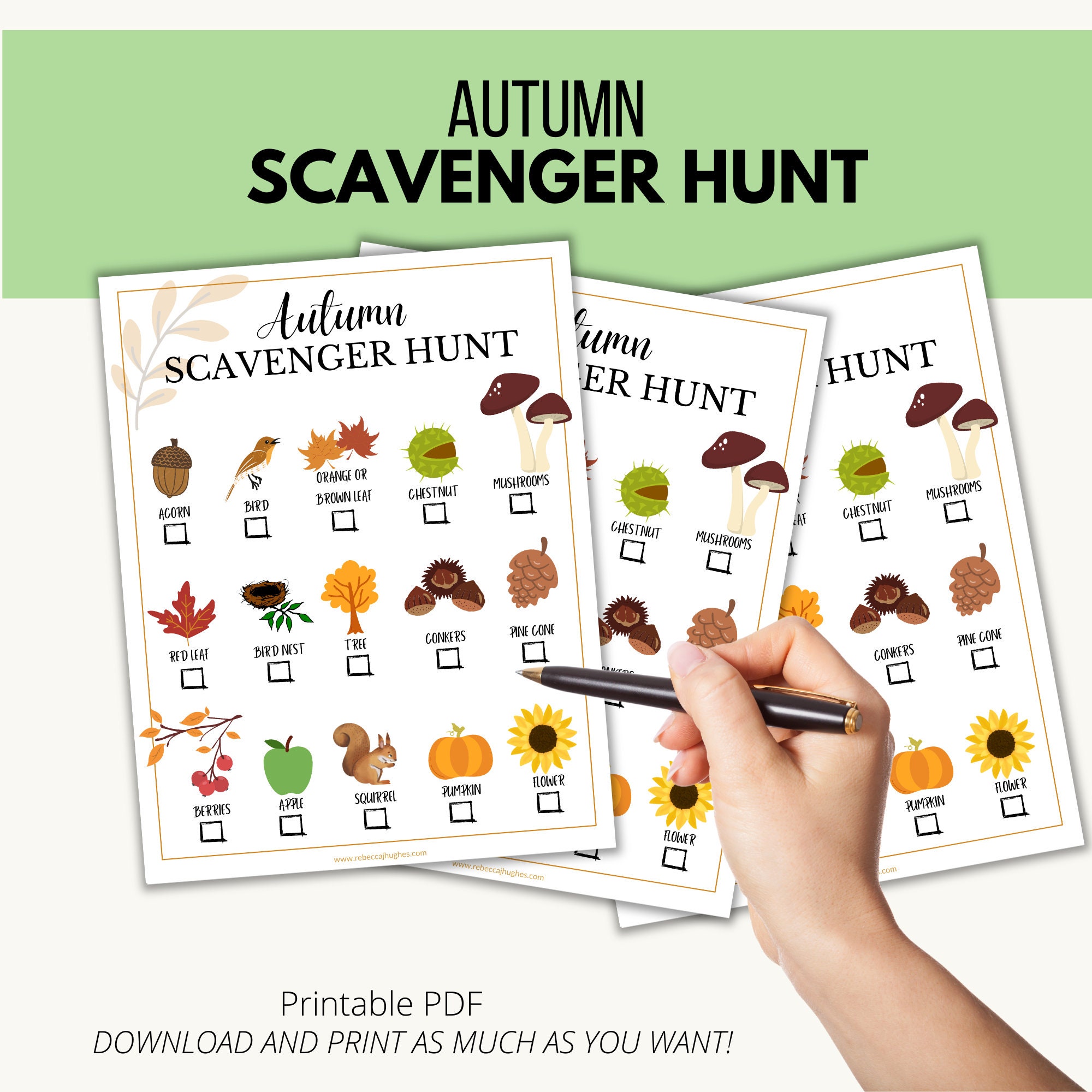 Printable Autumn Fall Scavenger Hunt, Fall Nature Study Unit ...